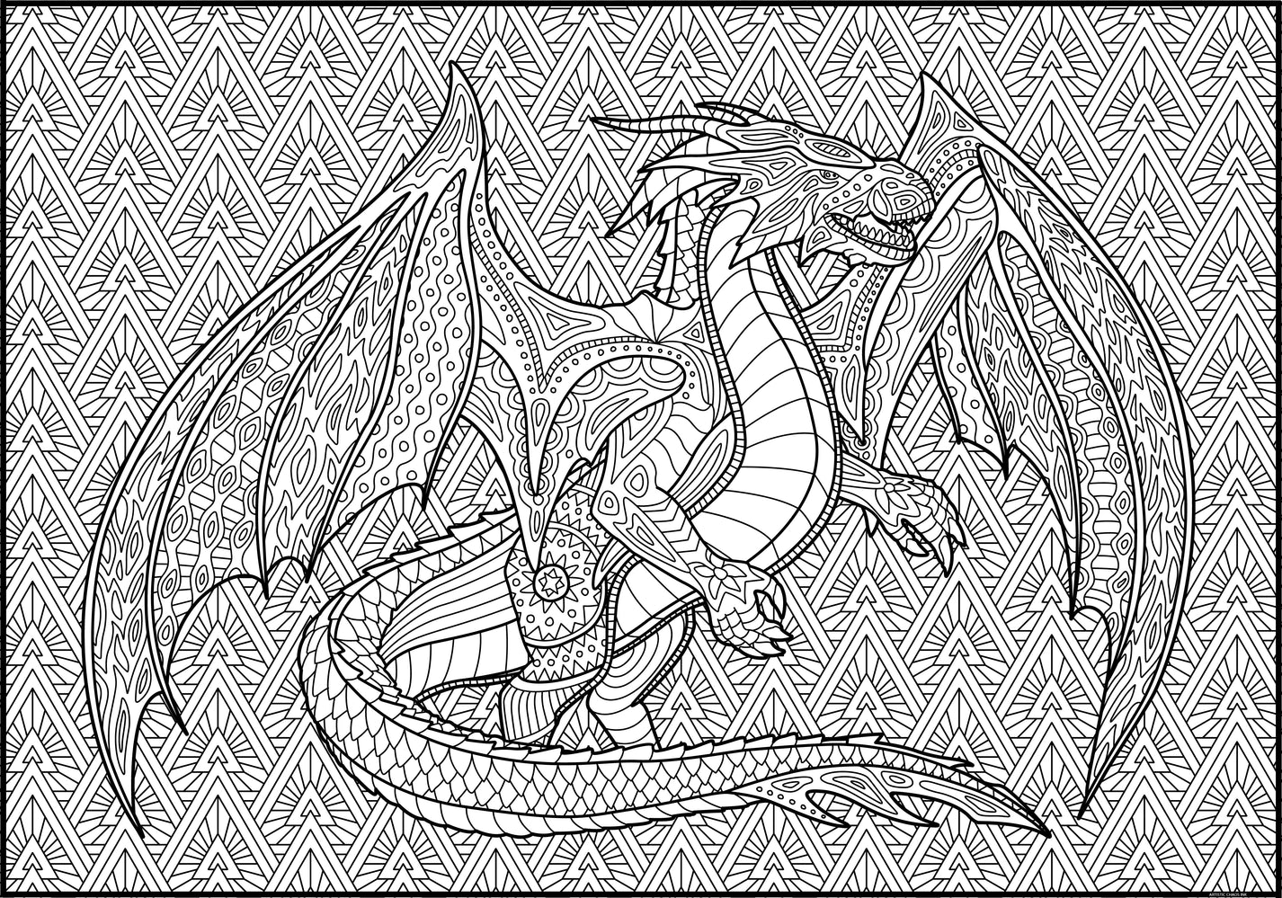 Huge Dragon Coloring Poster | Artistic Chaos Ink