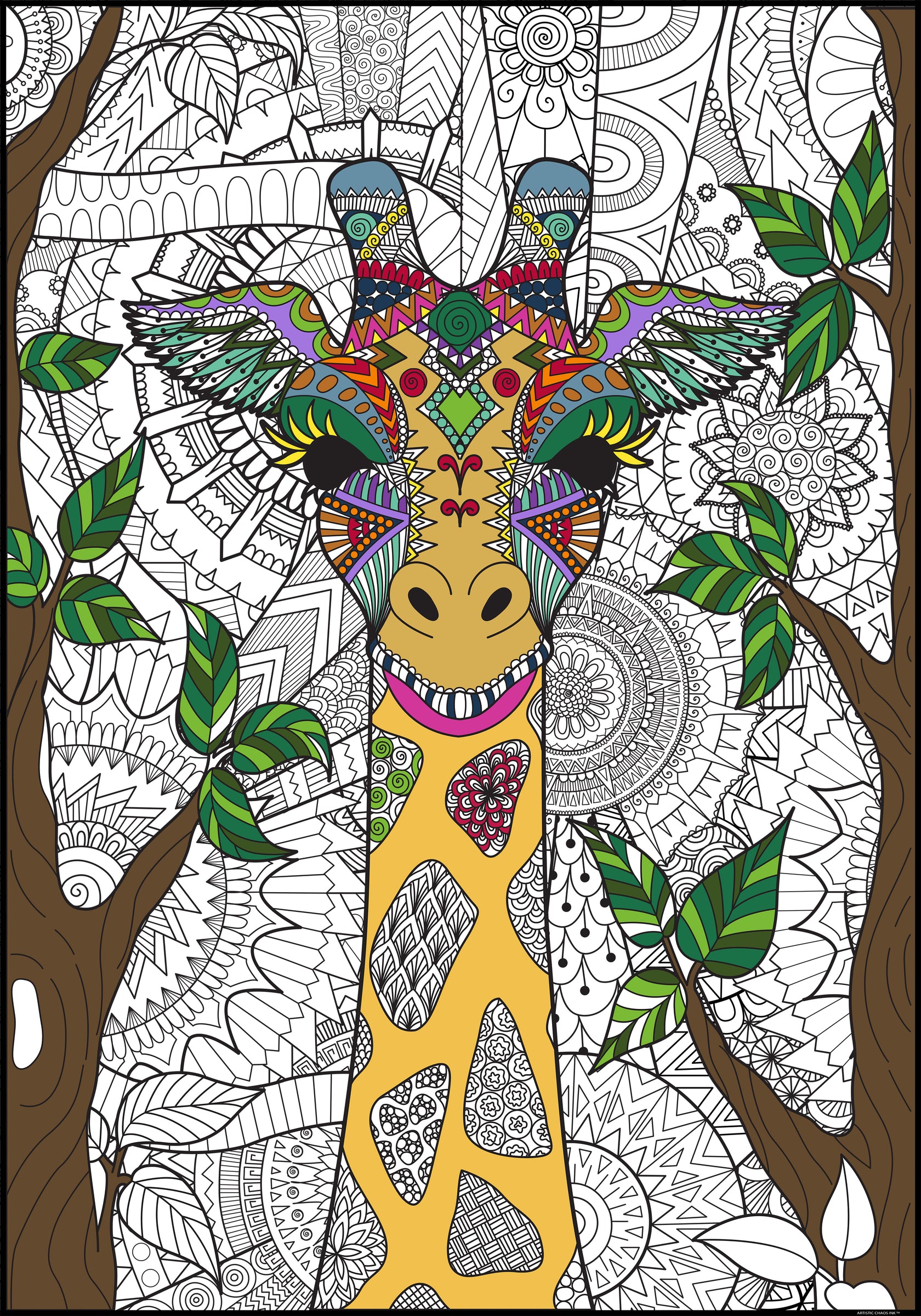 Giraffe Giant Coloring Poster - Artistic Chaos