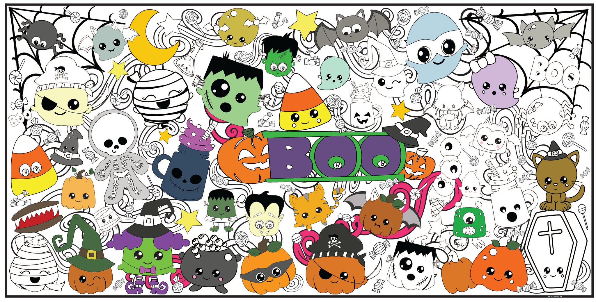 Halloween Coloring Poster – Artistic Chaos Ink