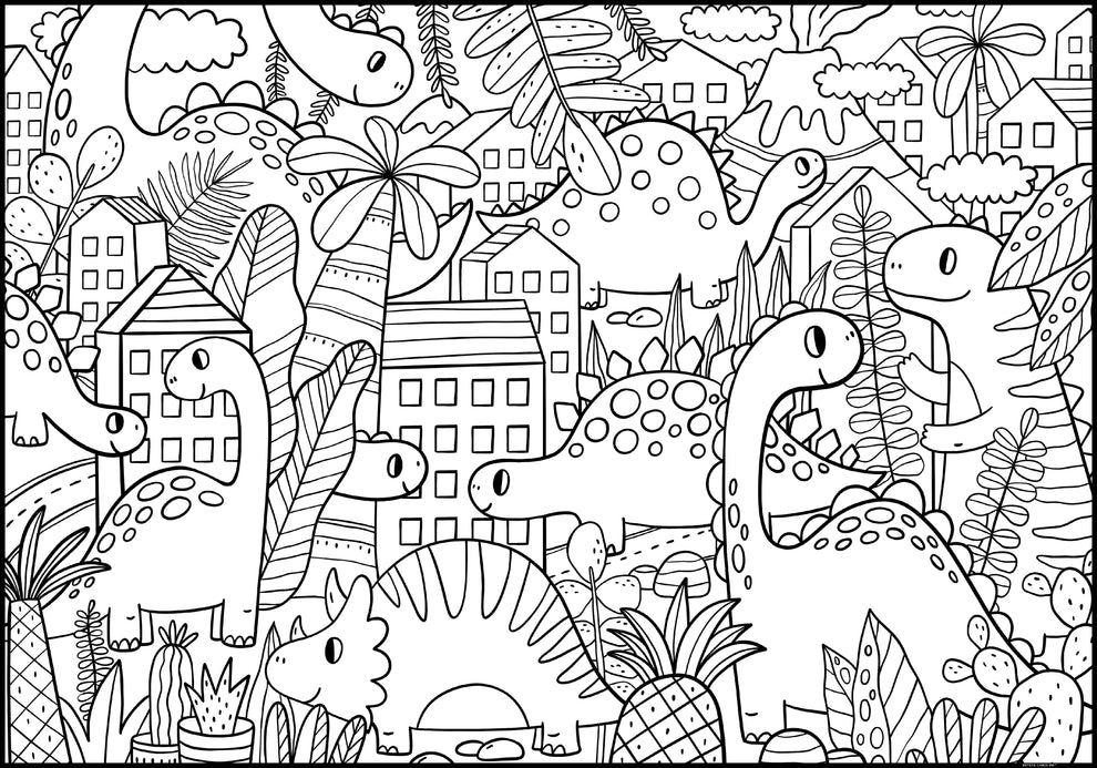 Giant Dinosaur Coloring Poster | Artistic Chaos Ink