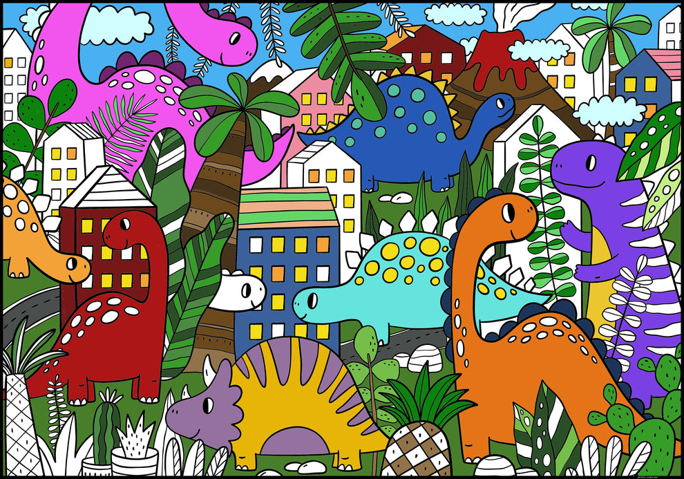 Premium Giant Dinosaur Coloring Poster - Artistic Chaos