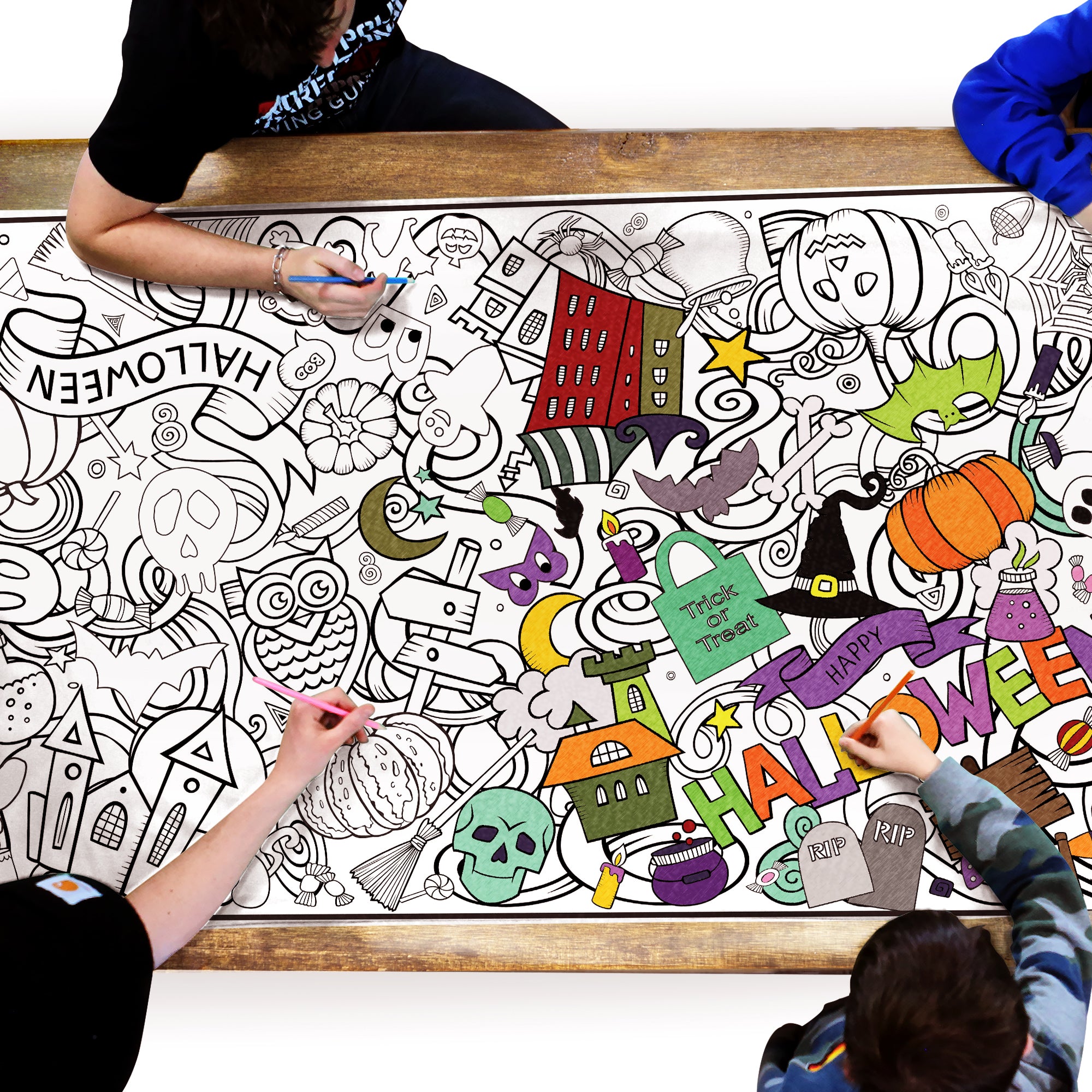 Large Halloween Coloring Table Banner | Artistic Chaos Ink