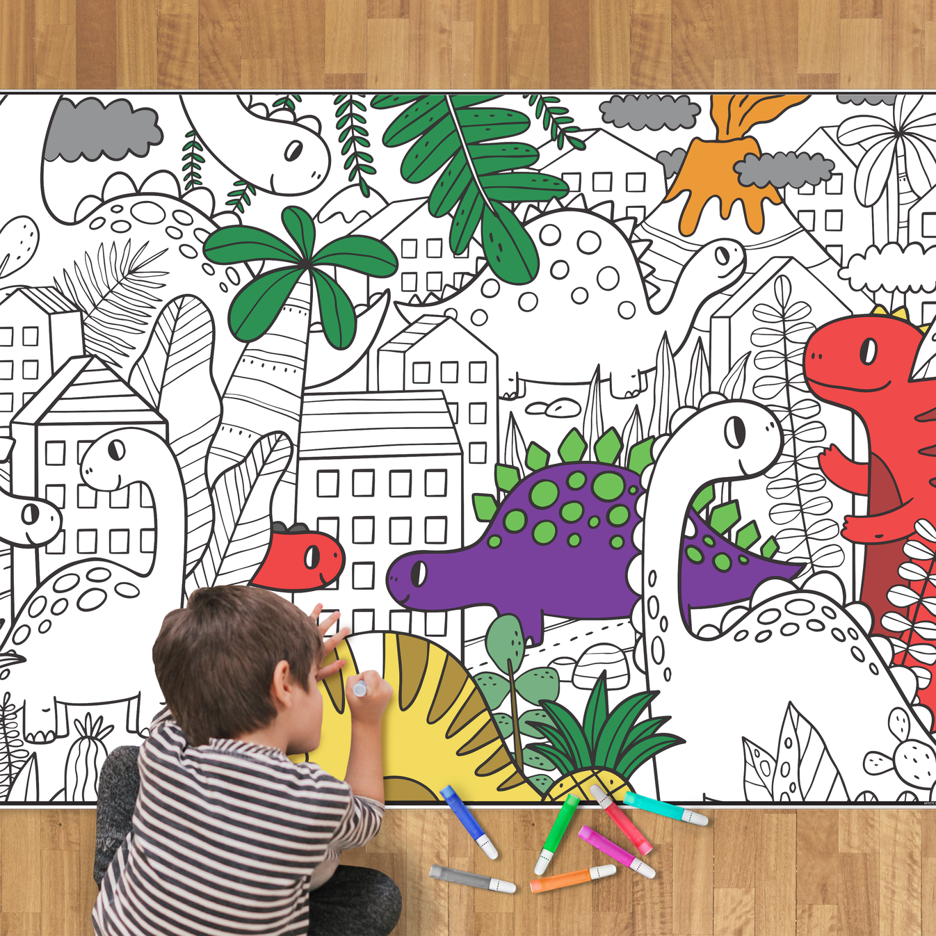 Premium Giant Dinosaur Coloring Poster - Artistic Chaos