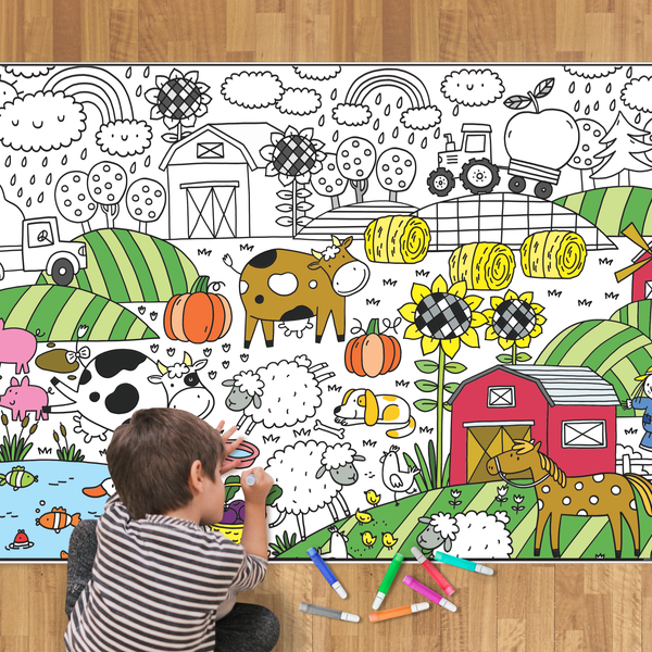 Premium Giant Farm Coloring Poster - Artistic Chaos