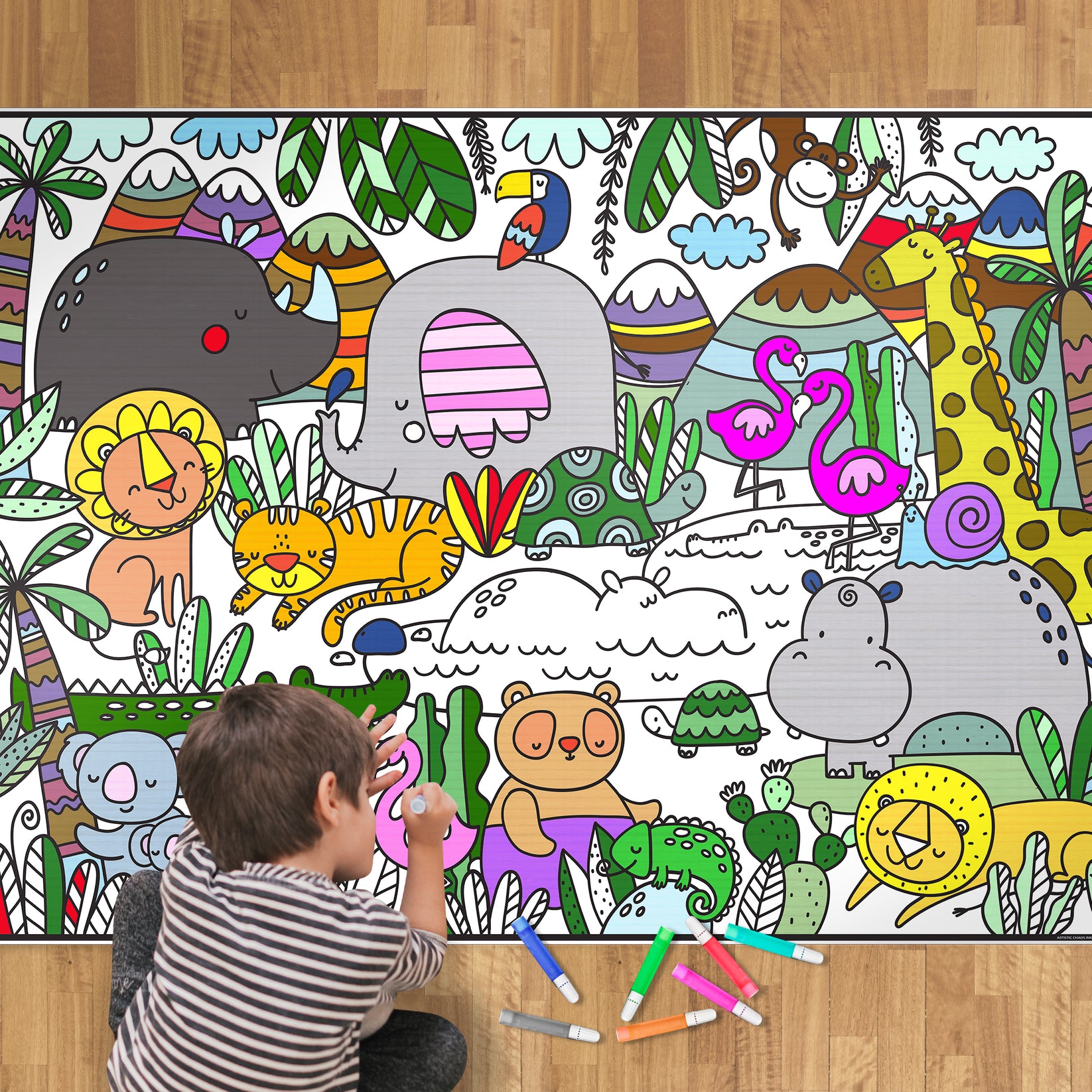 Premium Giant Jungle Coloring Poster - Artistic Chaos