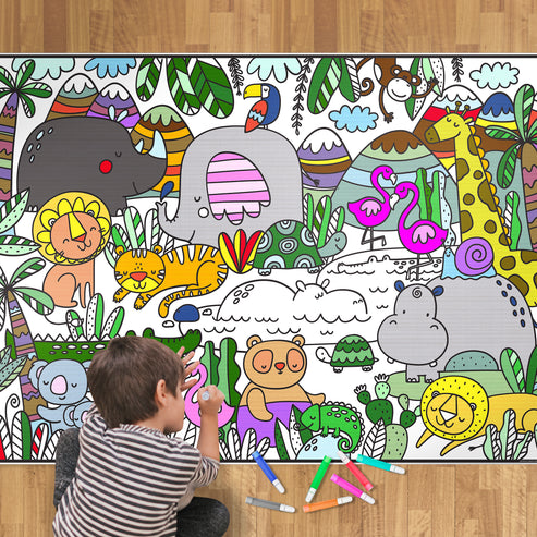 Premium Giant Jungle Coloring Poster - Artistic Chaos