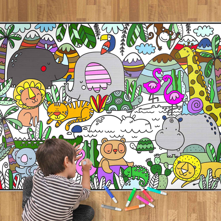 Premium Giant Jungle Coloring Poster - Artistic Chaos