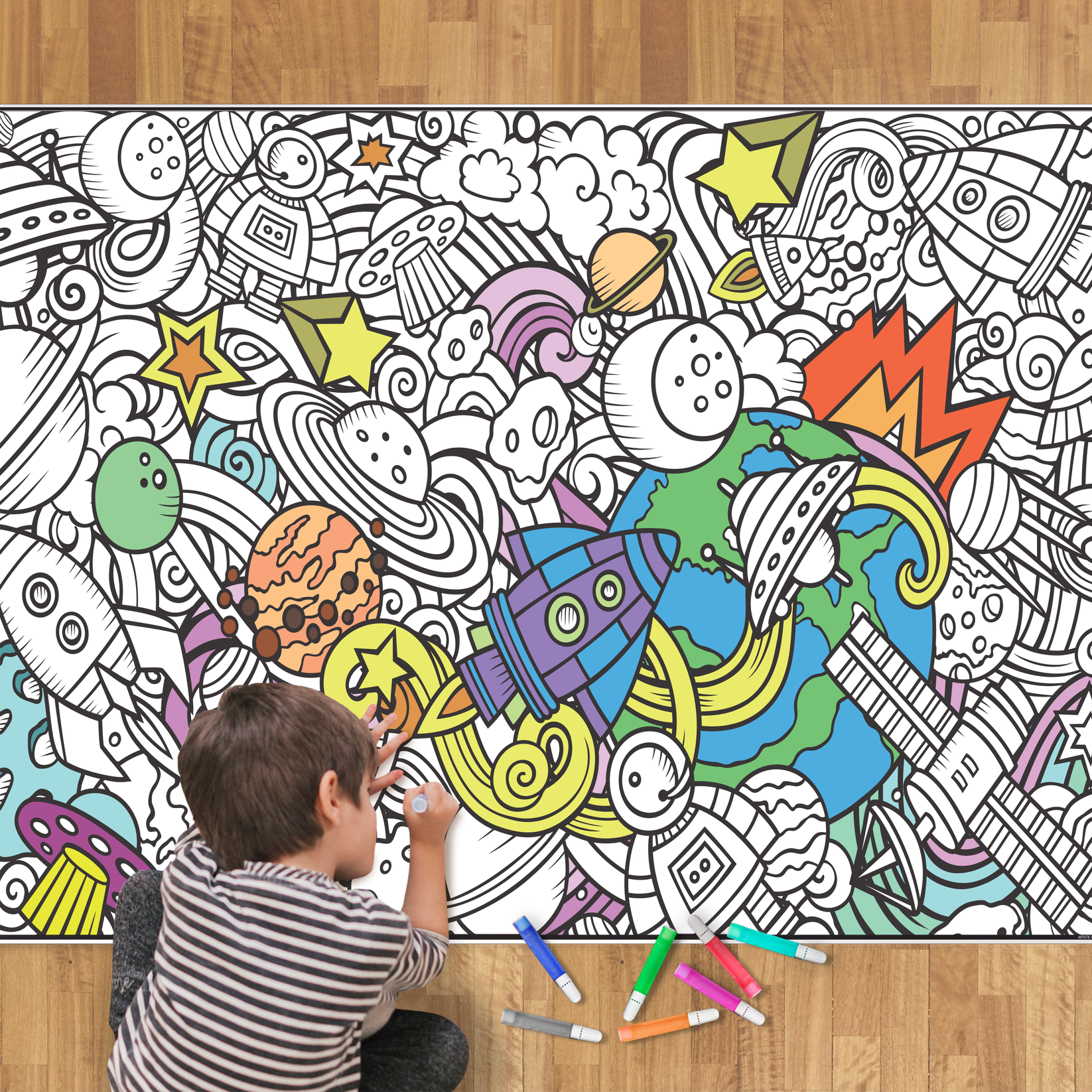 Premium Giant Space Coloring Poster - Artistic Chaos