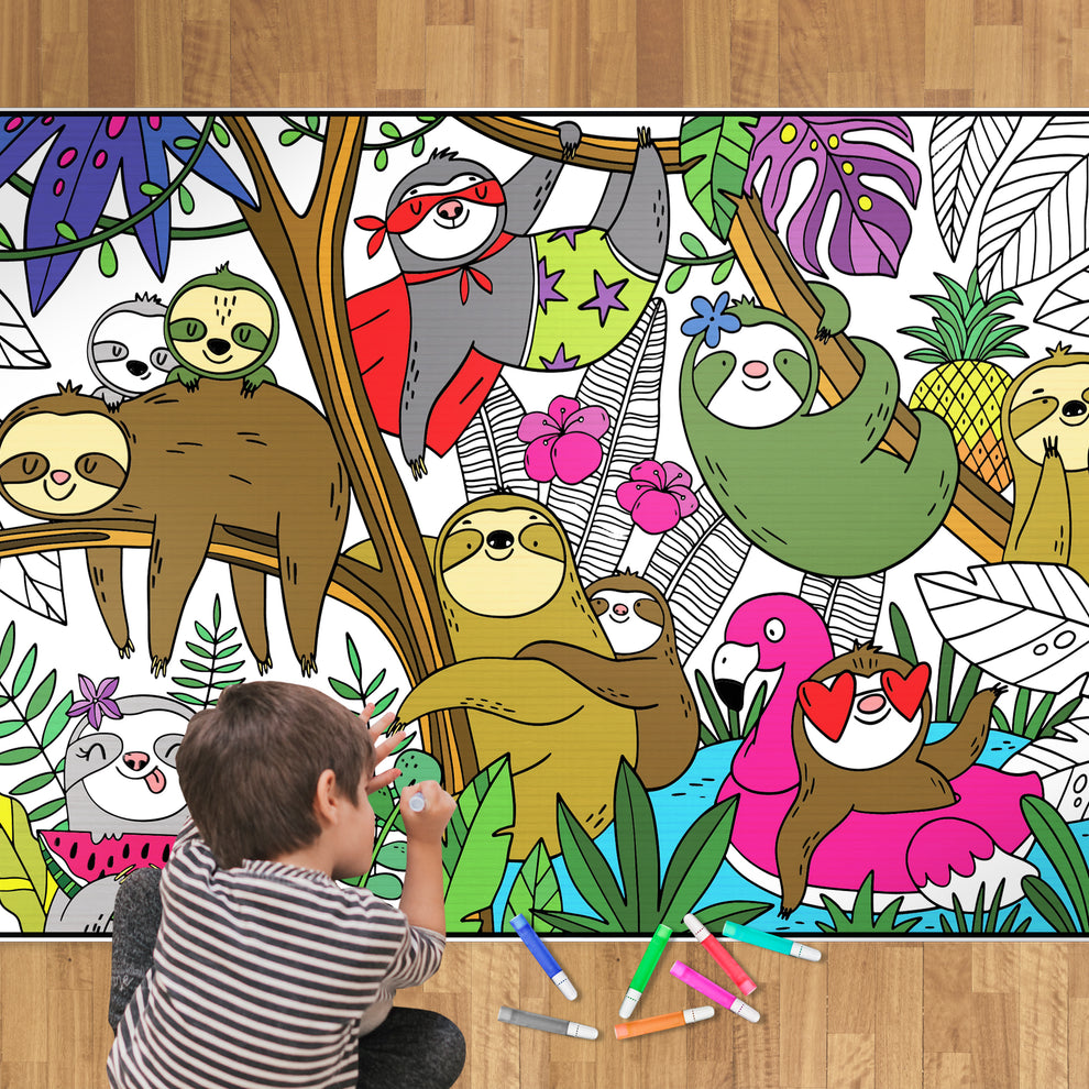 Silly Sloths Giant Coloring Poster - Artistic Chaos