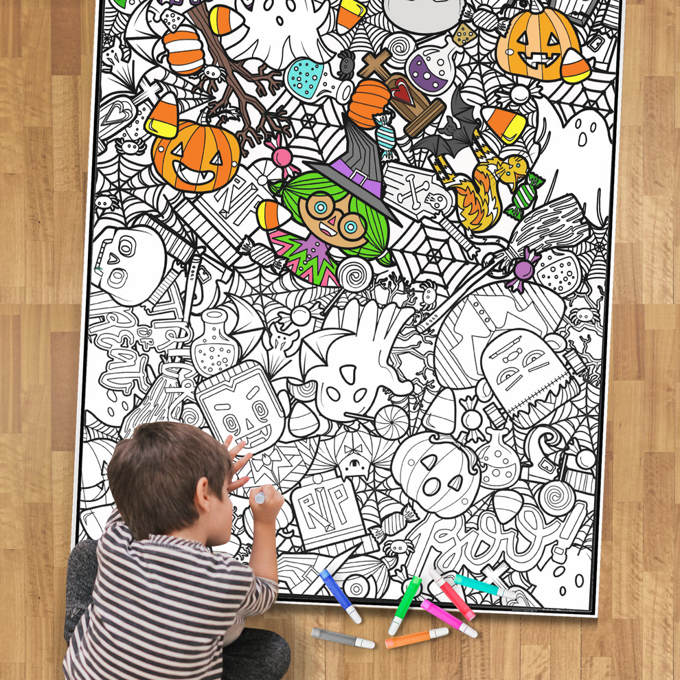 Giant Halloween Costume Party Coloring Poster | Artistic Chaos Ink