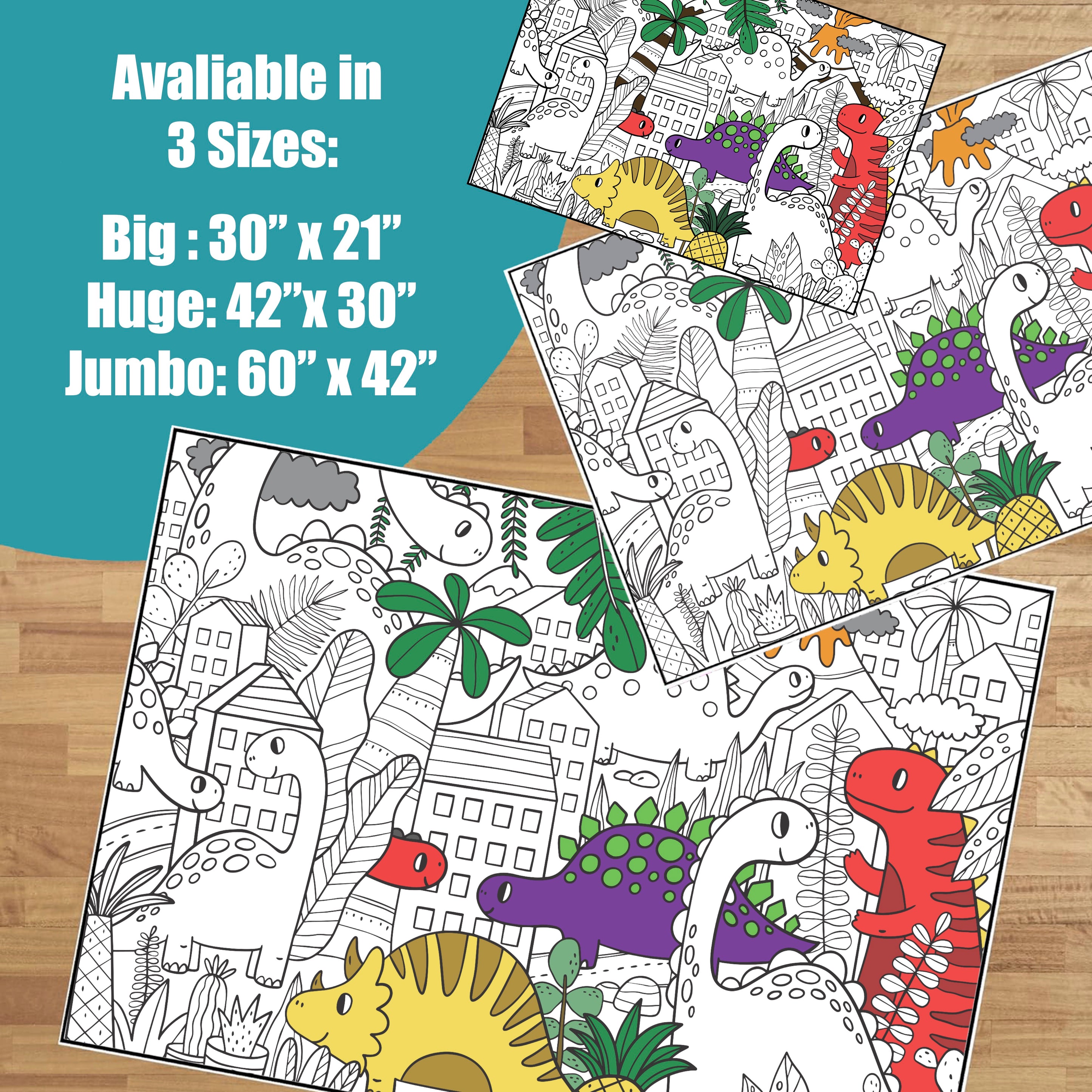 Premium Giant Dinosaur Coloring Poster - Artistic Chaos