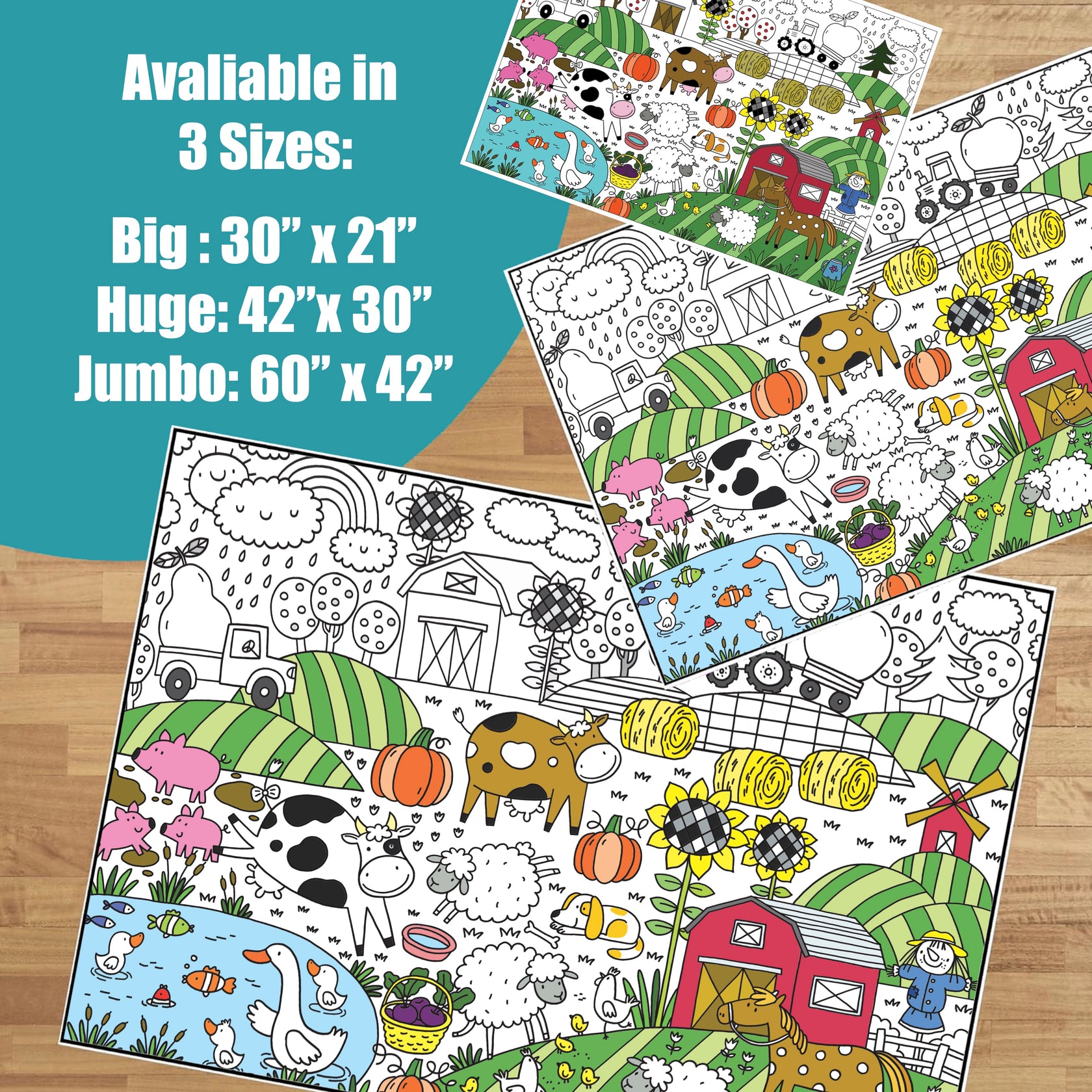 Premium Giant Farm Coloring Poster - Artistic Chaos