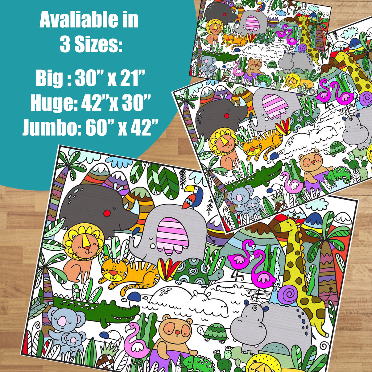 Premium Giant Jungle Coloring Poster - Artistic Chaos