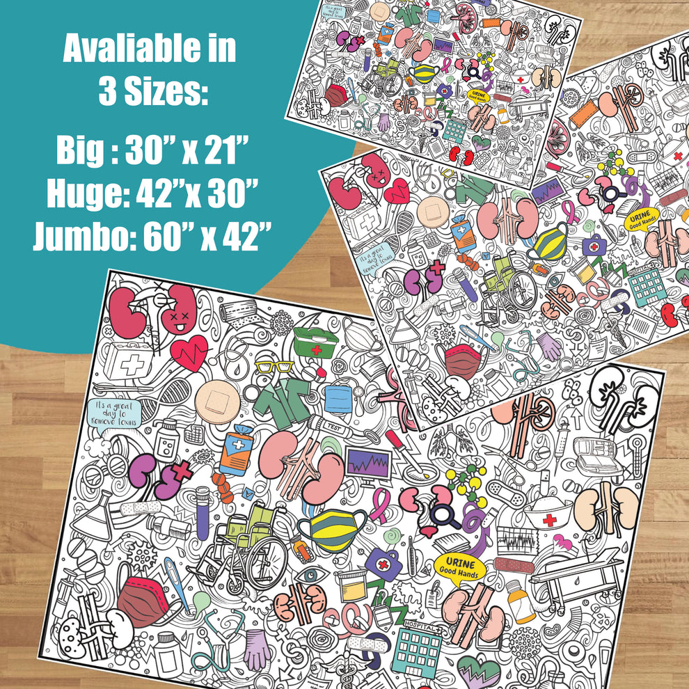 Kidney Coloring Poster for Health Awareness