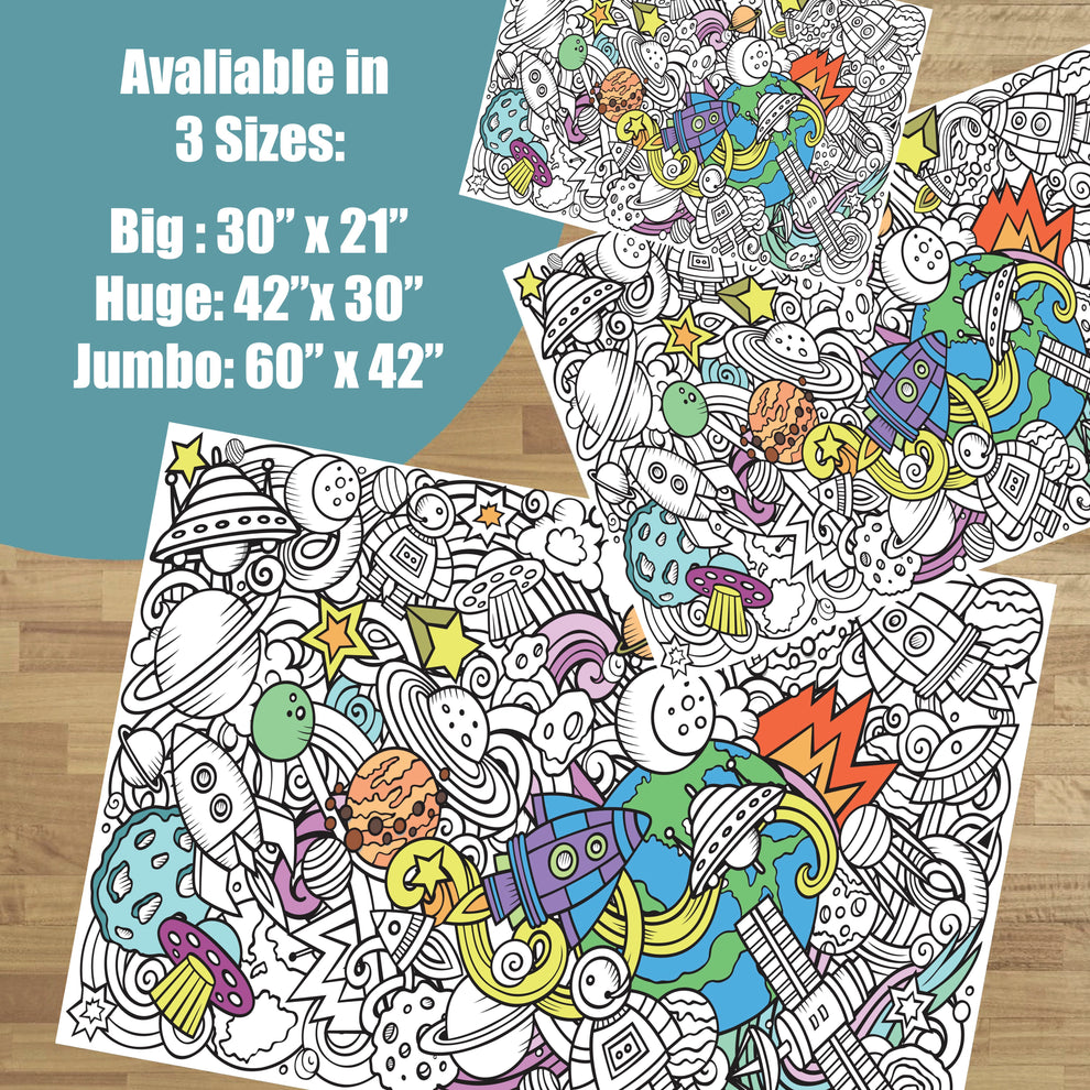Premium Giant Space Coloring Poster - Artistic Chaos