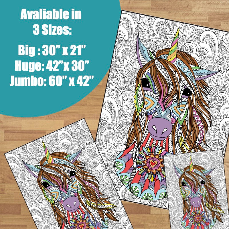 Unicorn Coloring Poster - Whimsical and Magical - Artistic Chaos