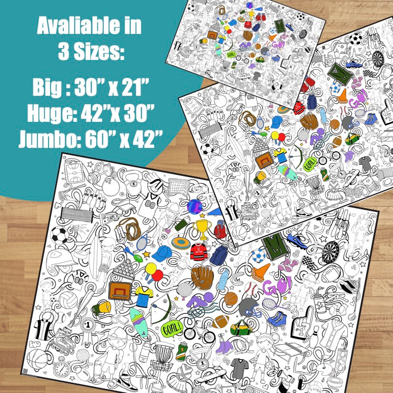 Premium Giant Sports Coloring Poster - Artistic Chaos