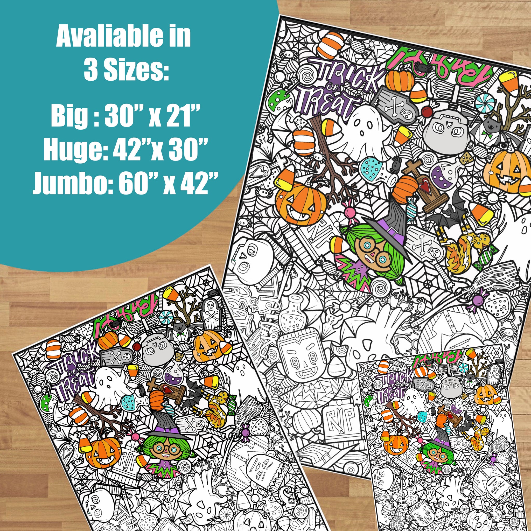 Premium Giant Costume Party Coloring Poster - Artistic Chaos