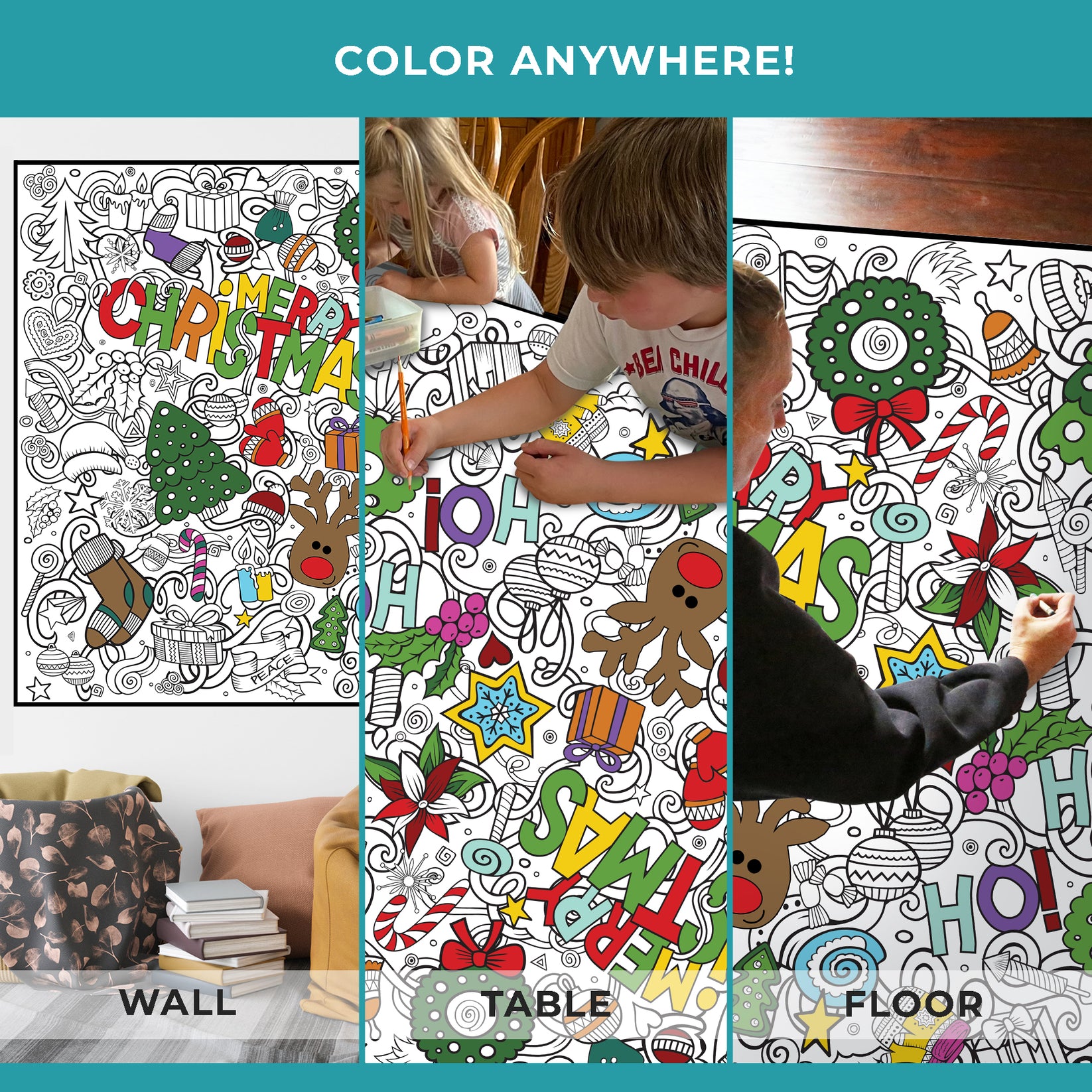 Christmas Giant Coloring Poster | Artistic Chaos Ink