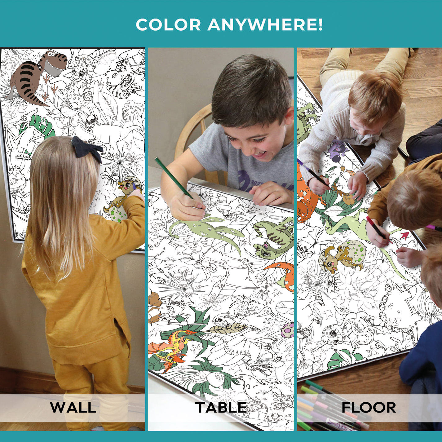 Classic Dinosaur Coloring Poster – Artistic Chaos Ink