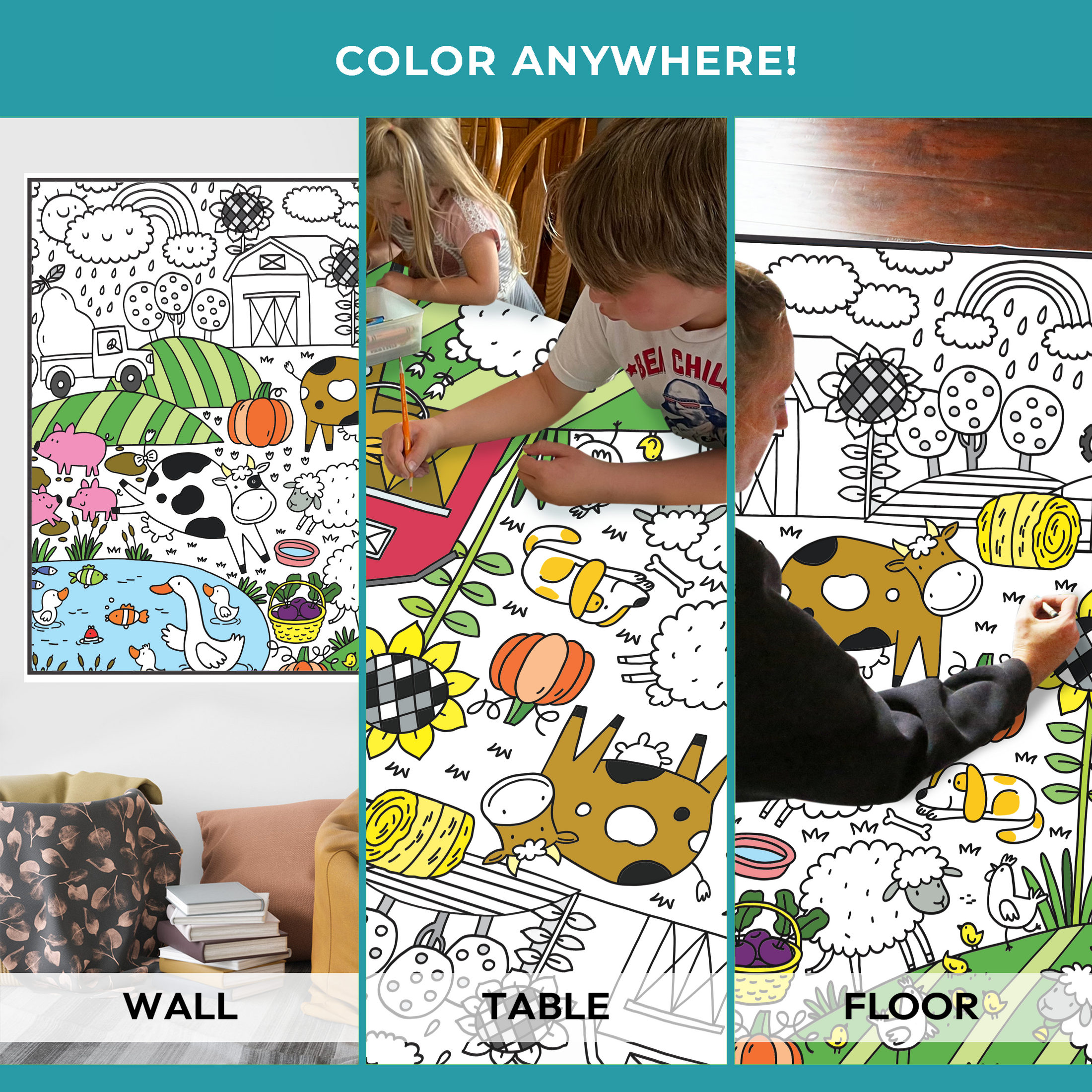 Premium Giant Farm Coloring Poster - Artistic Chaos