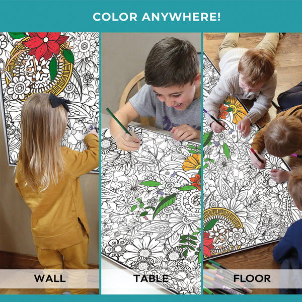 Classic Flower Coloring Poster - Artistic Chaos