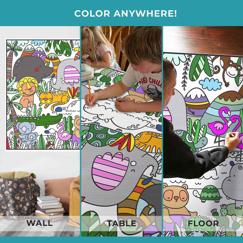 Jungle Giant Coloring Poster- Big Space Coloring | Artistic Chaos Ink