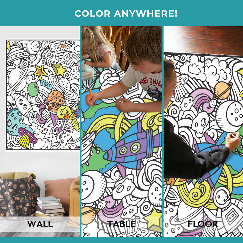 Premium Giant Space Coloring Poster - Artistic Chaos