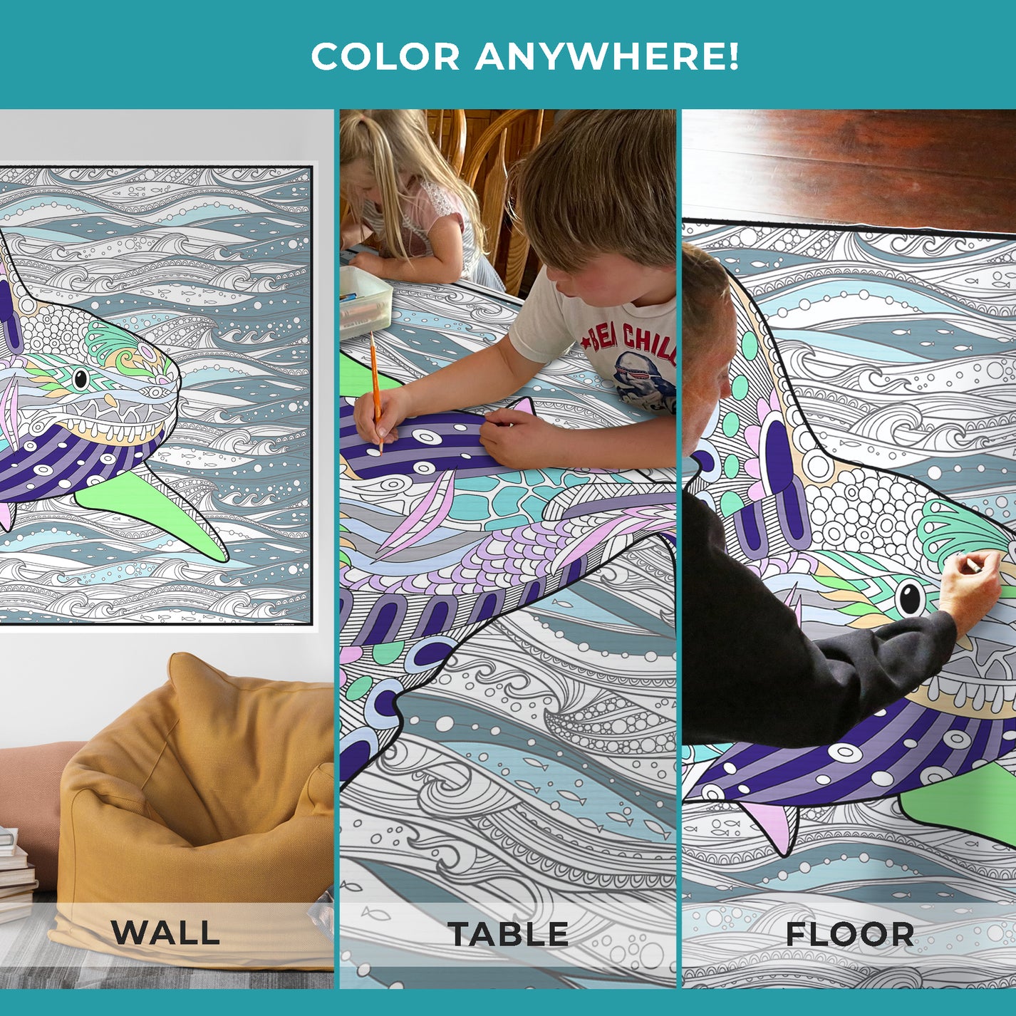 Premium Giant Shark Coloring Poster