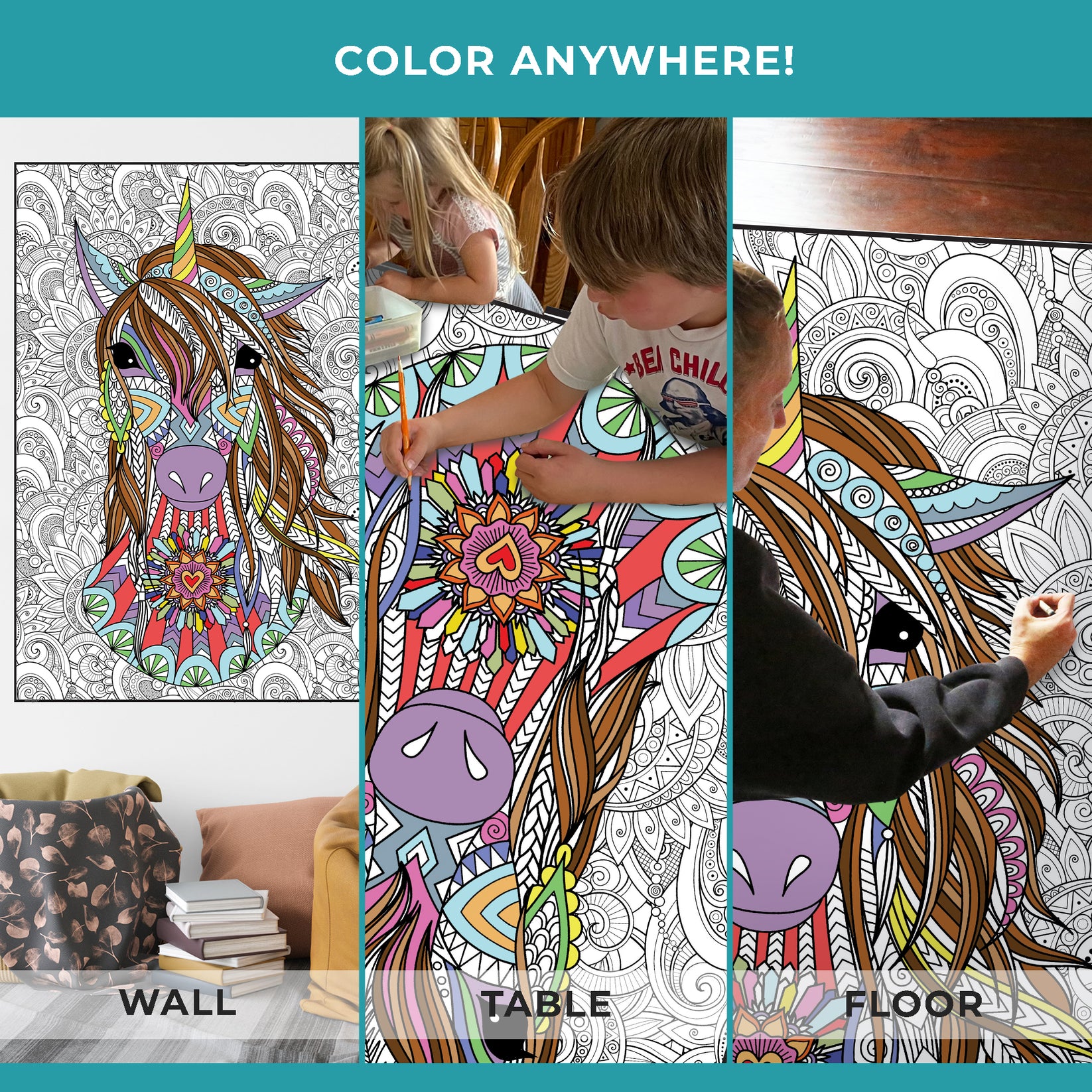 Unicorn Coloring Poster - Whimsical and Magical - Artistic Chaos