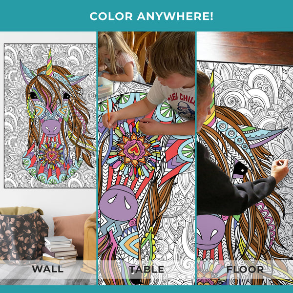 Unicorn Coloring Poster - Whimsical and Magical - Artistic Chaos