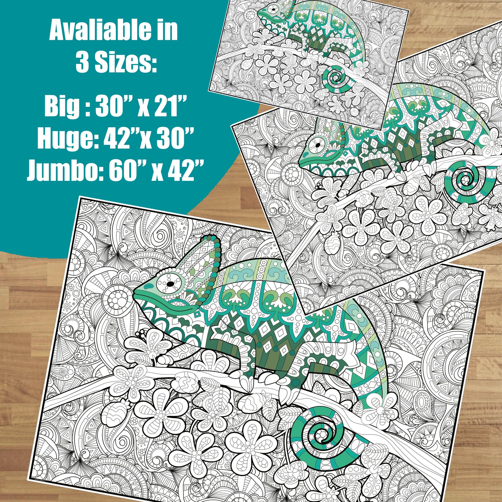 Chameleon Coloring Poster - Artistic Chaos