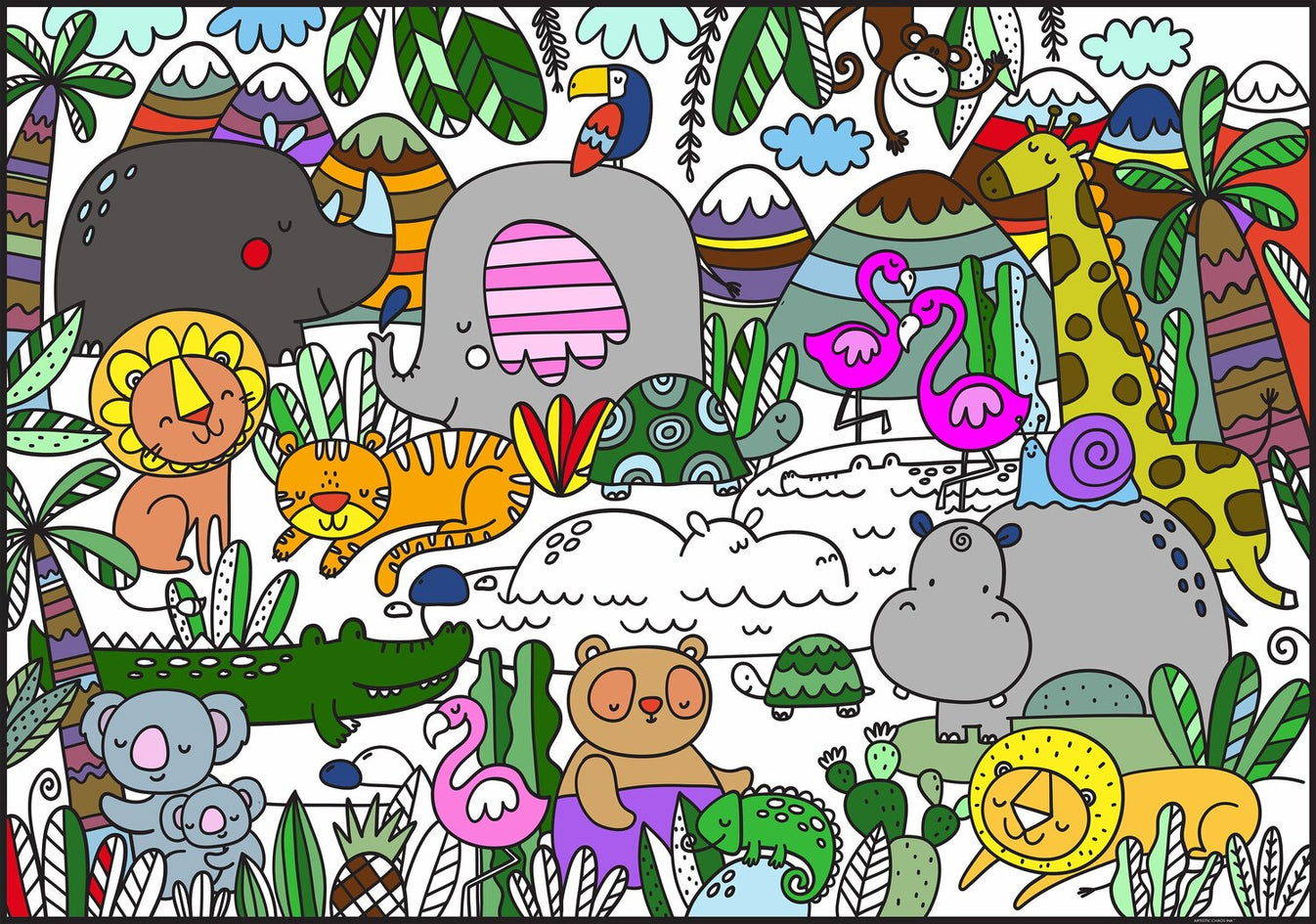 Premium Giant Jungle Coloring Poster - Artistic Chaos