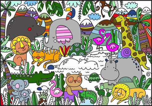 Premium Giant Jungle Coloring Poster - Artistic Chaos