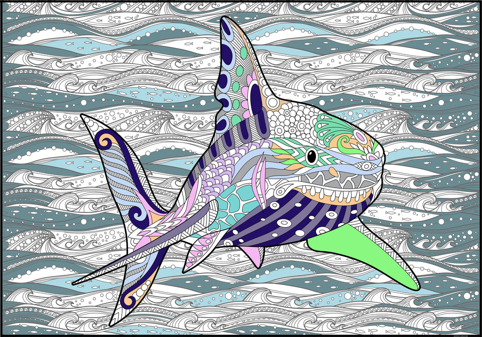 Premium Giant Shark Coloring Poster