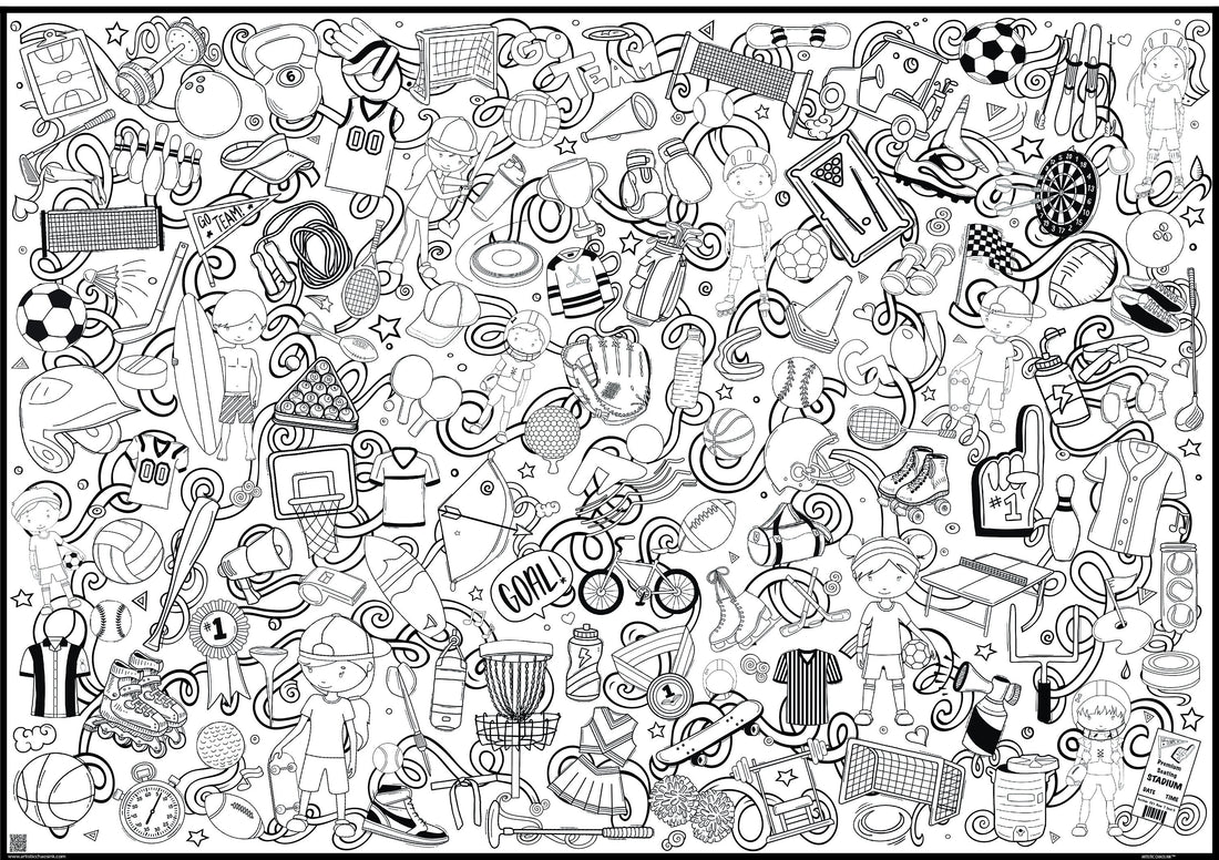 Premium Giant Sports Coloring Poster - Artistic Chaos