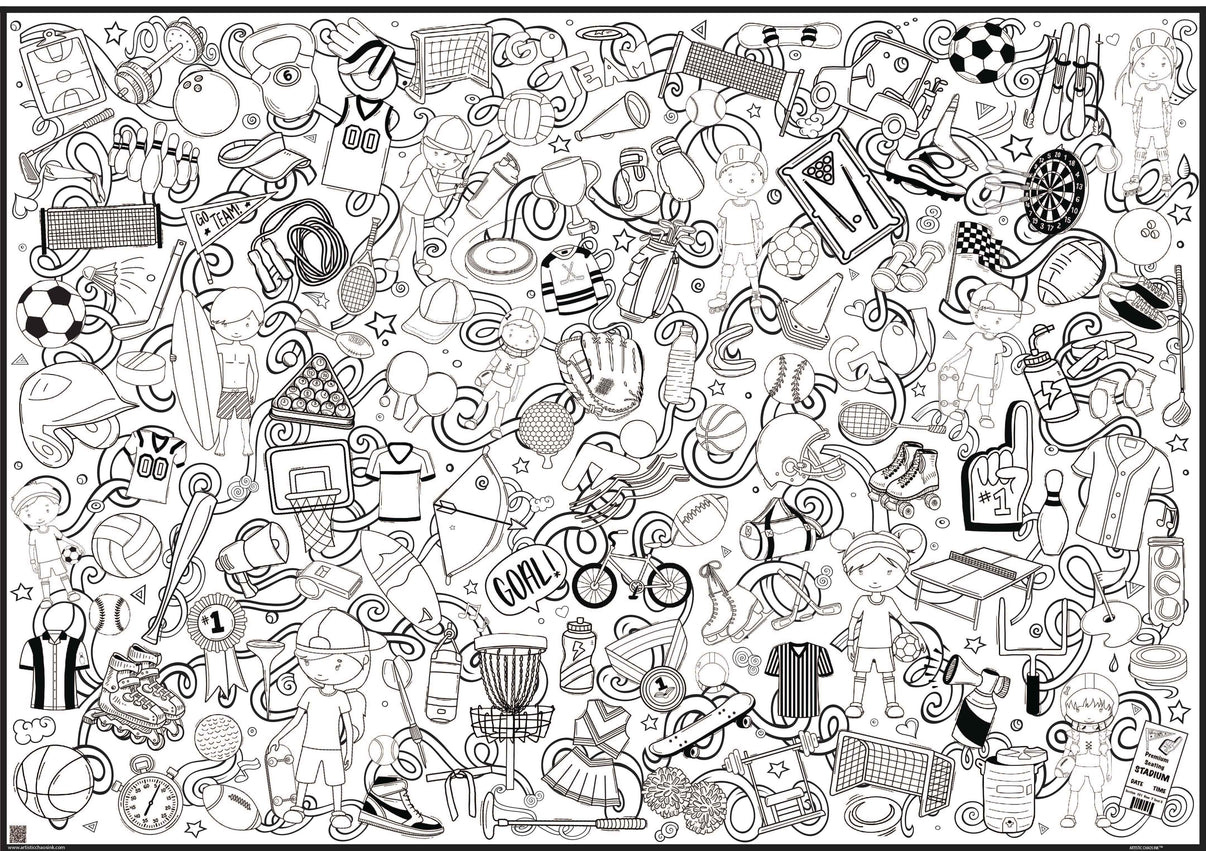 Sports Giant Coloring Poster - Sports Fan | Artistic Chaos Ink