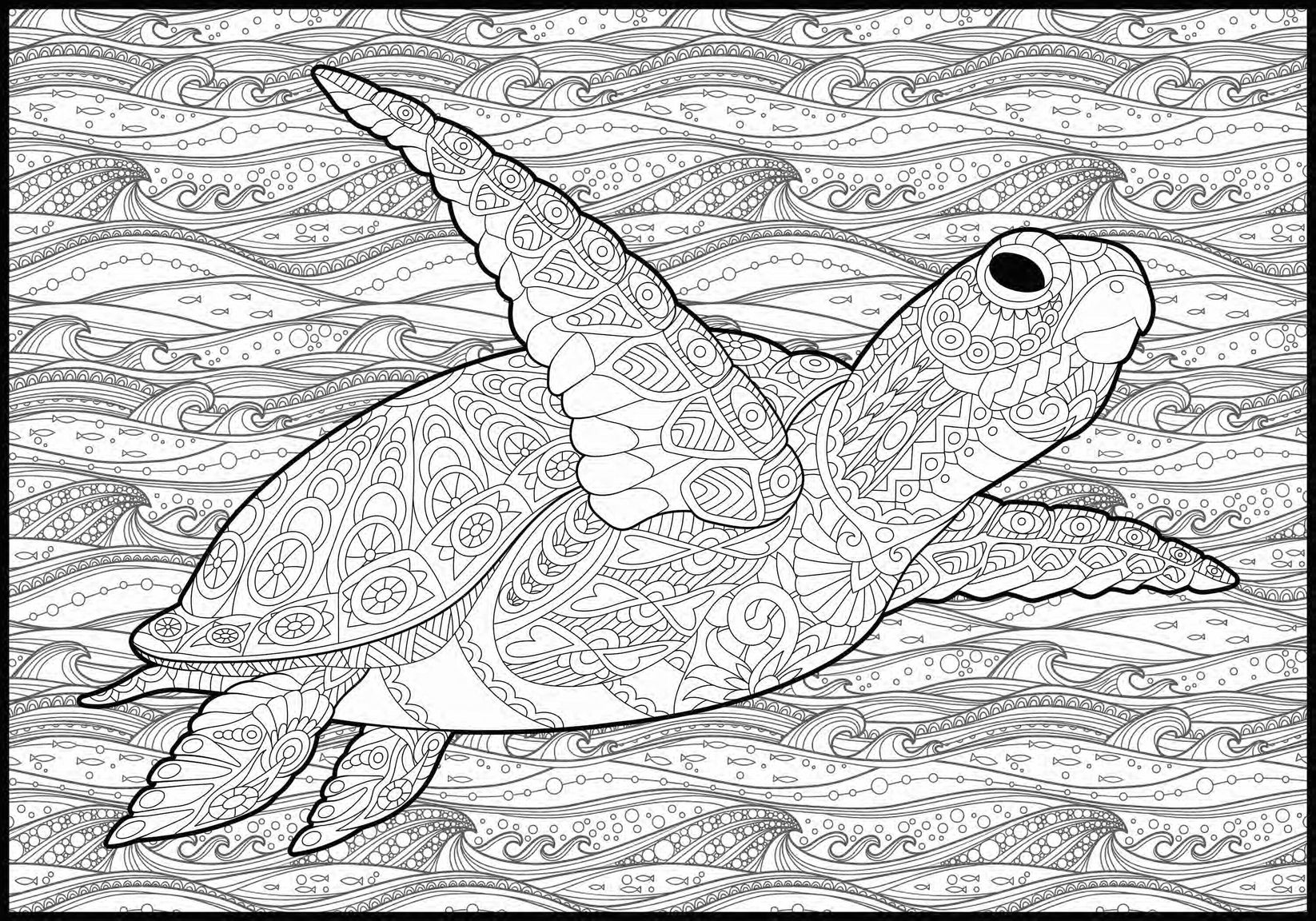 Giant Sea Turtle Coloring Poster | Artistic Chaos Ink