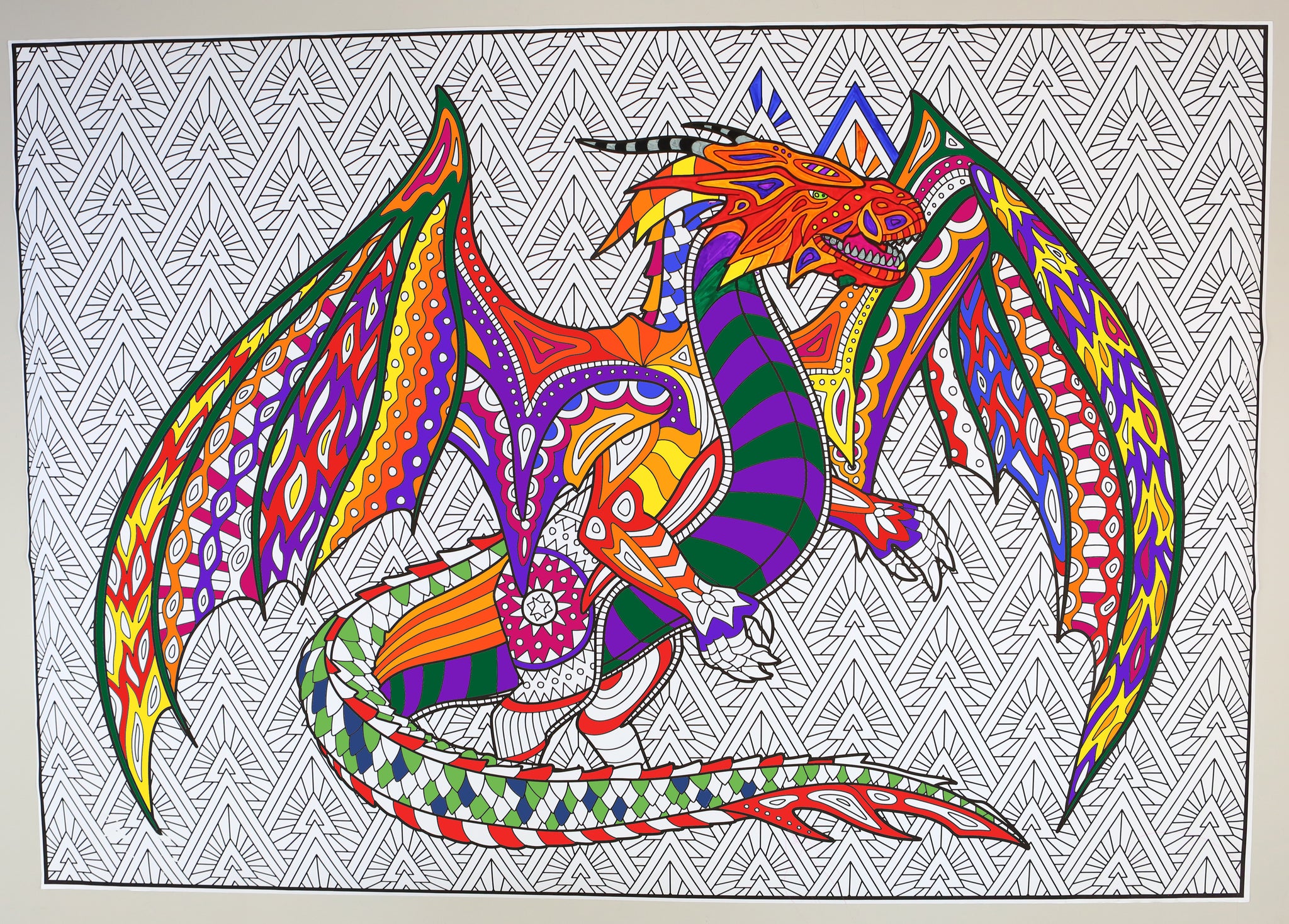 Premium Giant Dragon Coloring Poster - Artistic Chaos