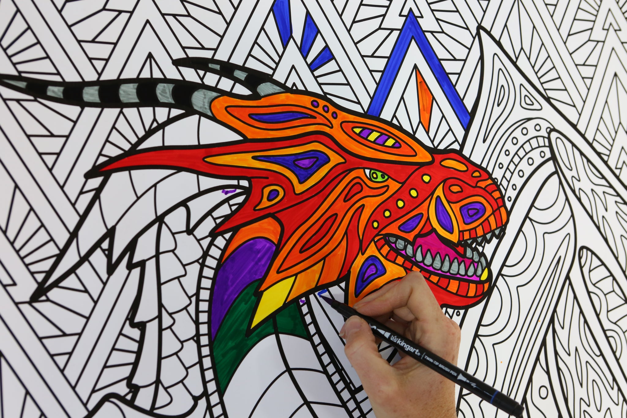 Premium Giant Dragon Coloring Poster - Artistic Chaos
