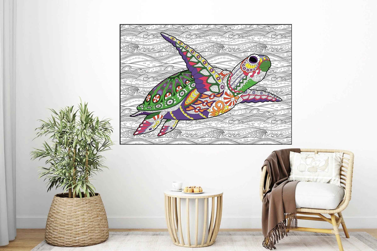 Giant Sea Turtle Coloring Poster | Artistic Chaos Ink