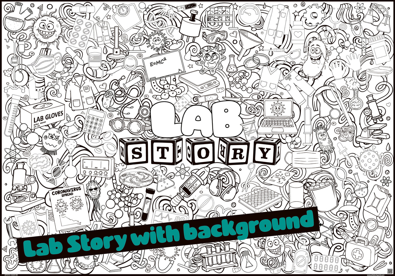 Lab Story Giant Coloring Poster For Team Building | Artistic Chaos Ink