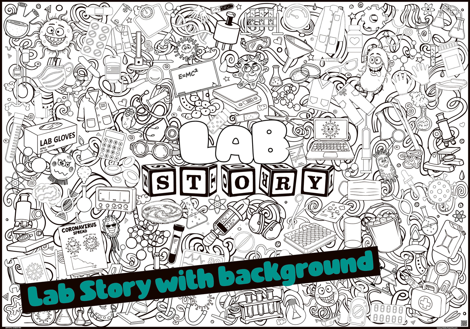 Lab Story Giant Coloring Poster For Team Building | Artistic Chaos Ink