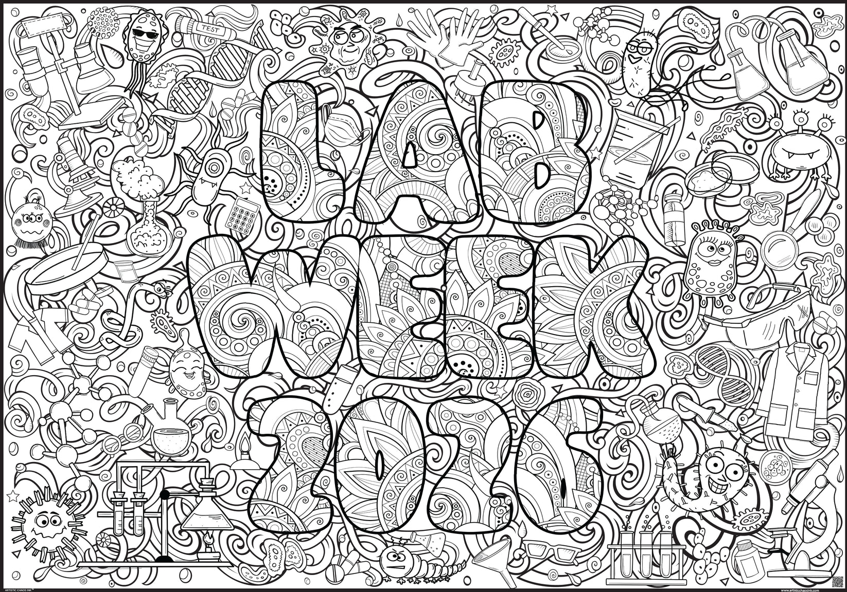 Lab Week 2026 Giant Coloring Poster | Artistic Chaos Ink