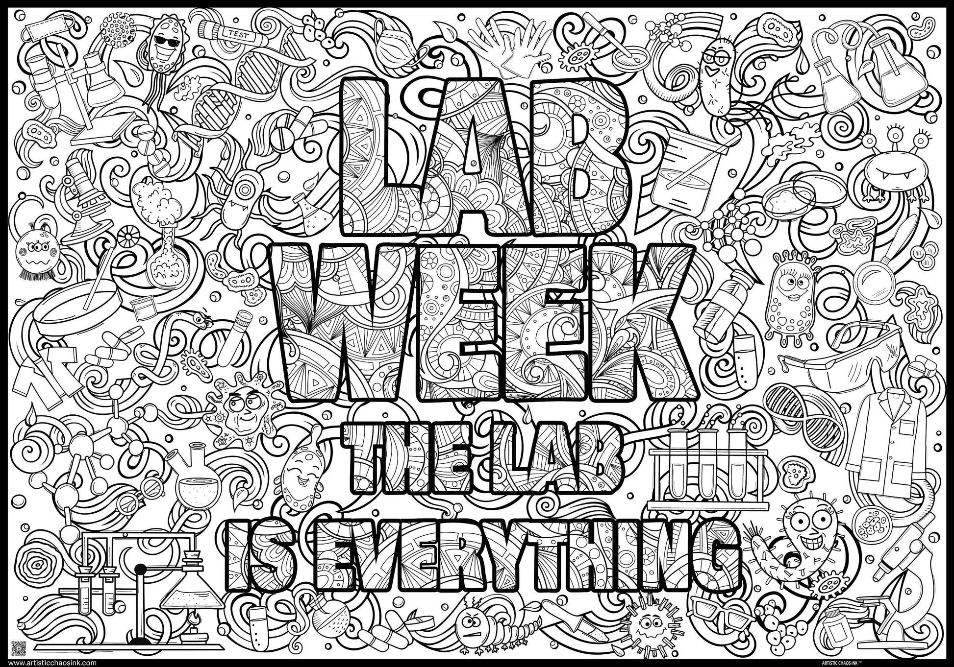 Premium Giant Lab Week with Theme Coloring Poster – Artistic Chaos Ink