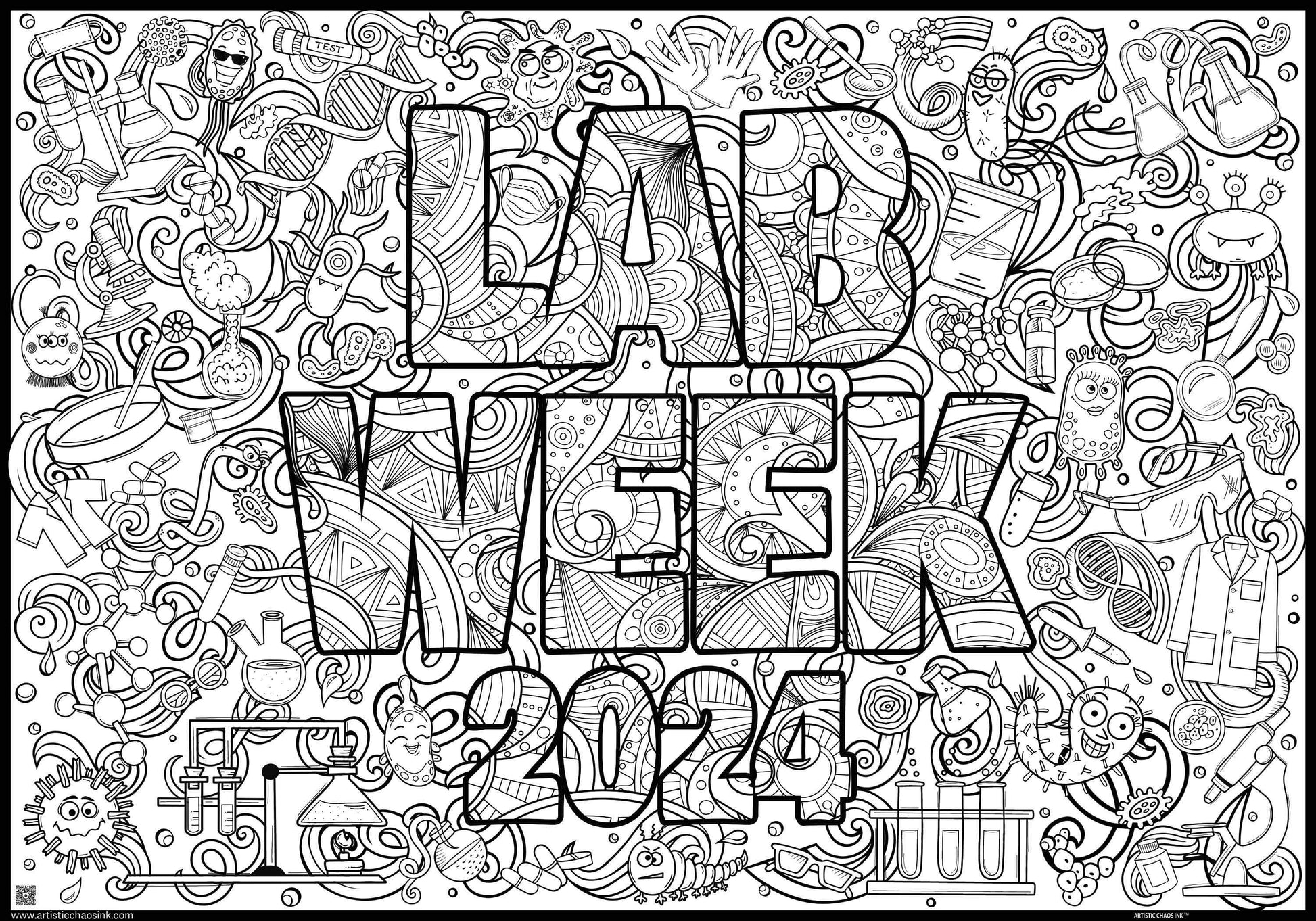 Premium Giant Lab Week with Year Coloring Poster – Artistic Chaos Ink