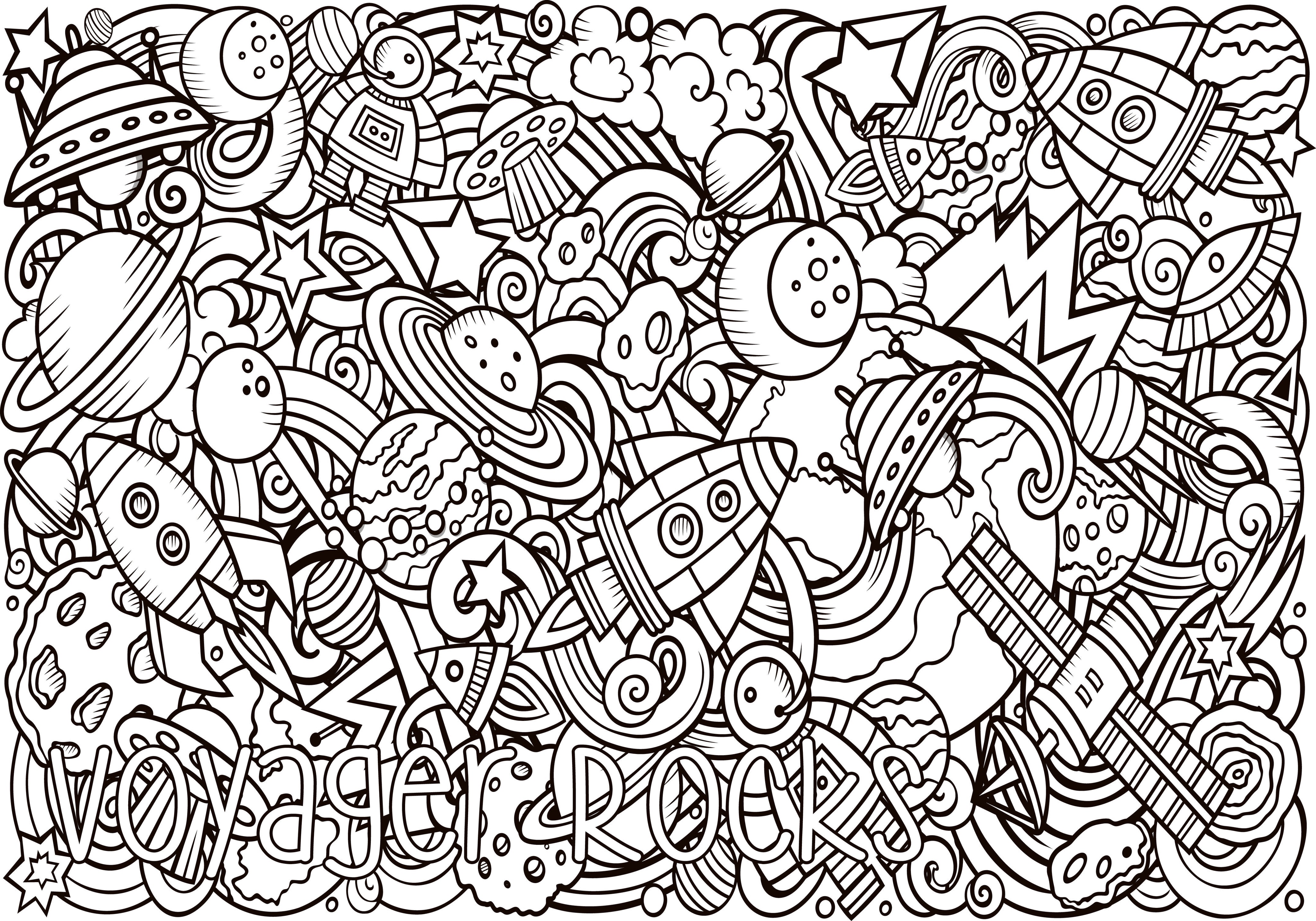 Premium Giant Space Coloring Poster - Artistic Chaos